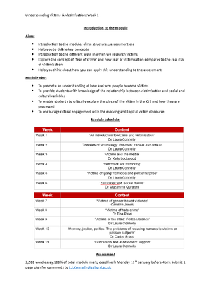 Week 2- Victimological theory - Victimological theory: Positivist ...