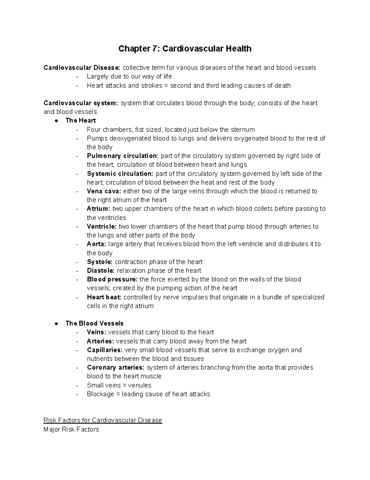 Cardiovascular Health Cancer - Kin 170 - Chapter 7: Cardiovascular ...