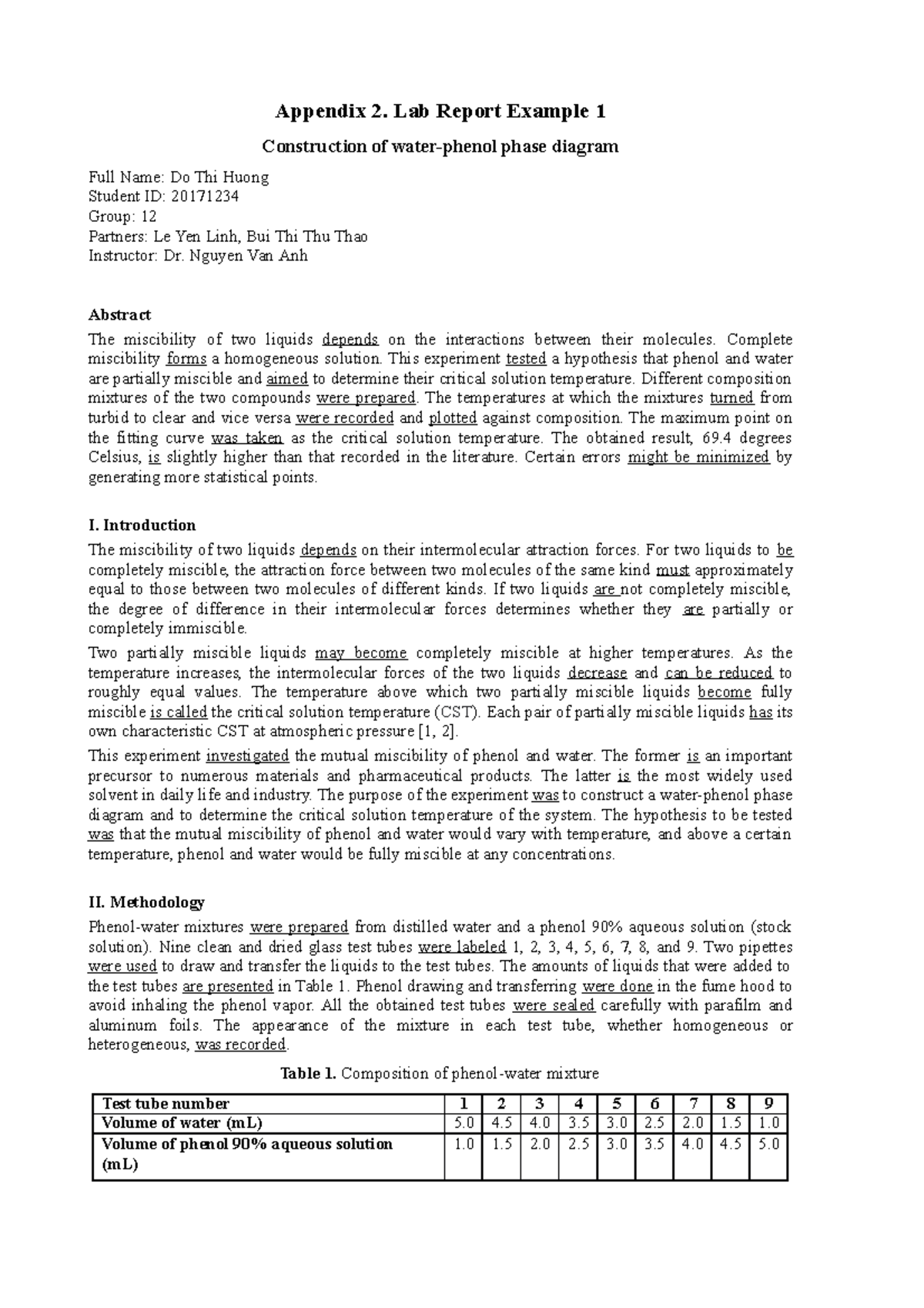 20212 Ex1 - Ex 1. - Appendix 2. Lab Report Example 1 Construction of ...