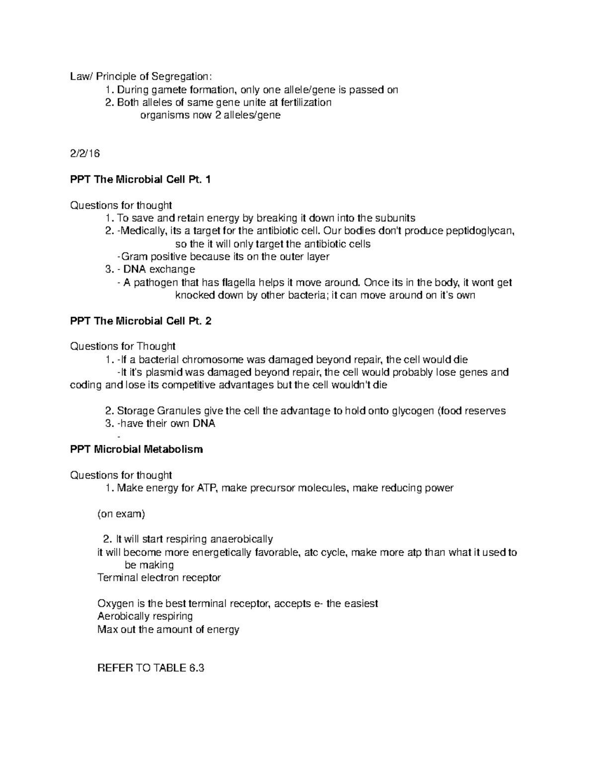 Microbio Notes - Law/ Principle of Segregation: 1. During gamete ...