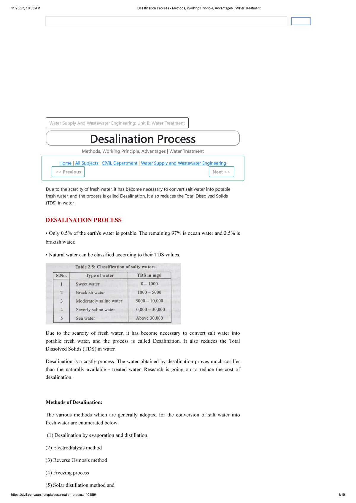 Desalination Process - Methods, Working Principle, Advantages Water ...