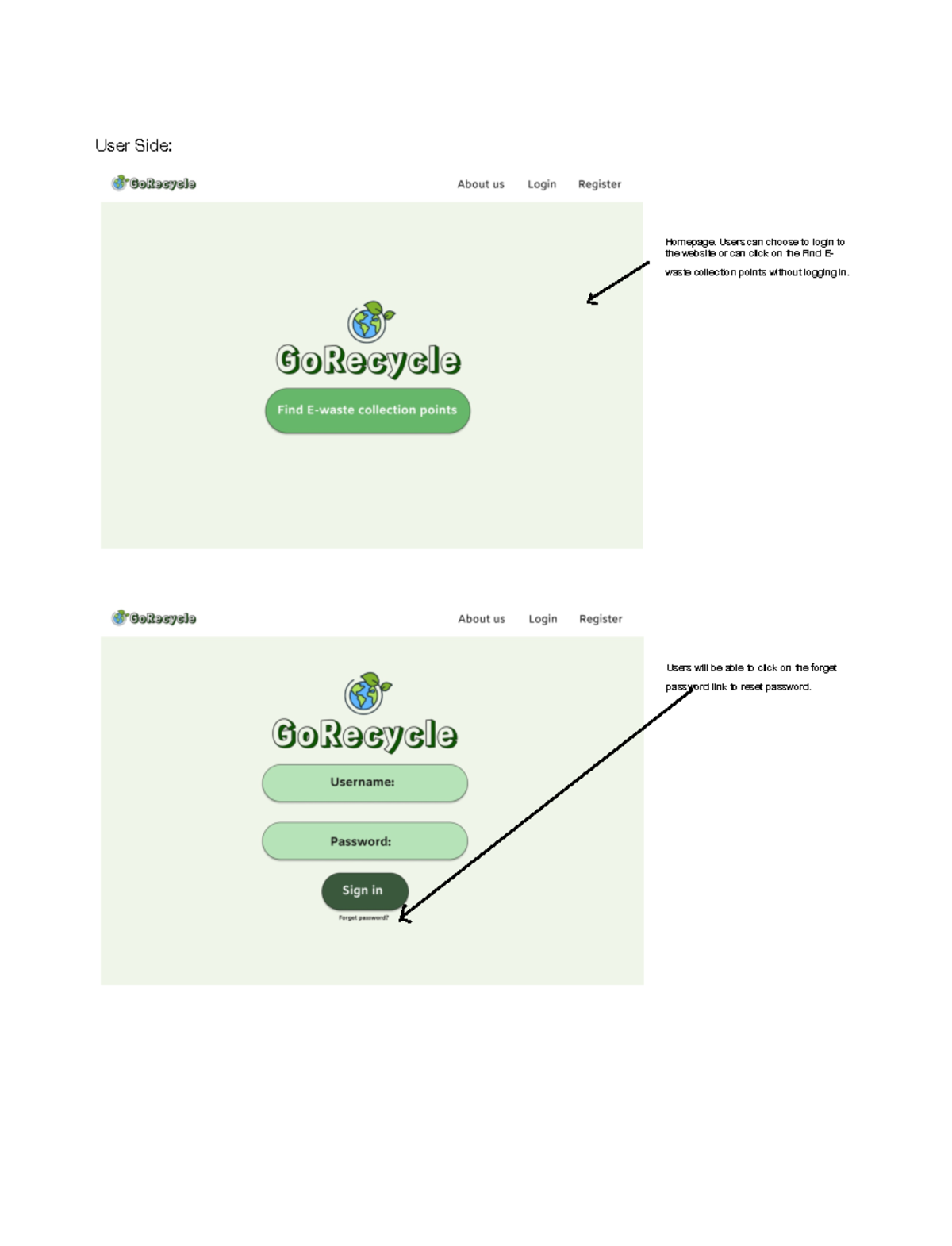 Ui Mock Up Finalised Ui Mock Up User Side Homepage Users Can