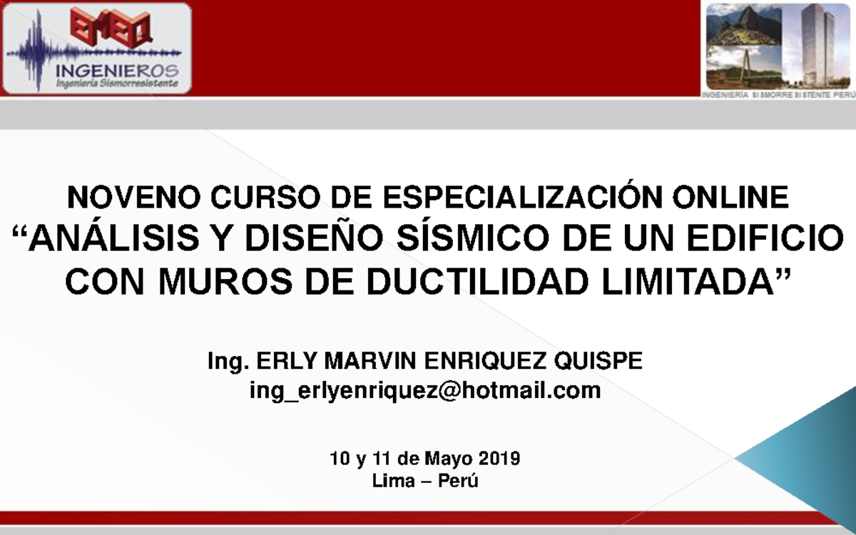 EMDL - Sesión 01 Y 02 - Resumen Estructuras - NOVENO CURSO DE ESPECIALIZACIÓN ONLINE “ANÁLISIS Y ...