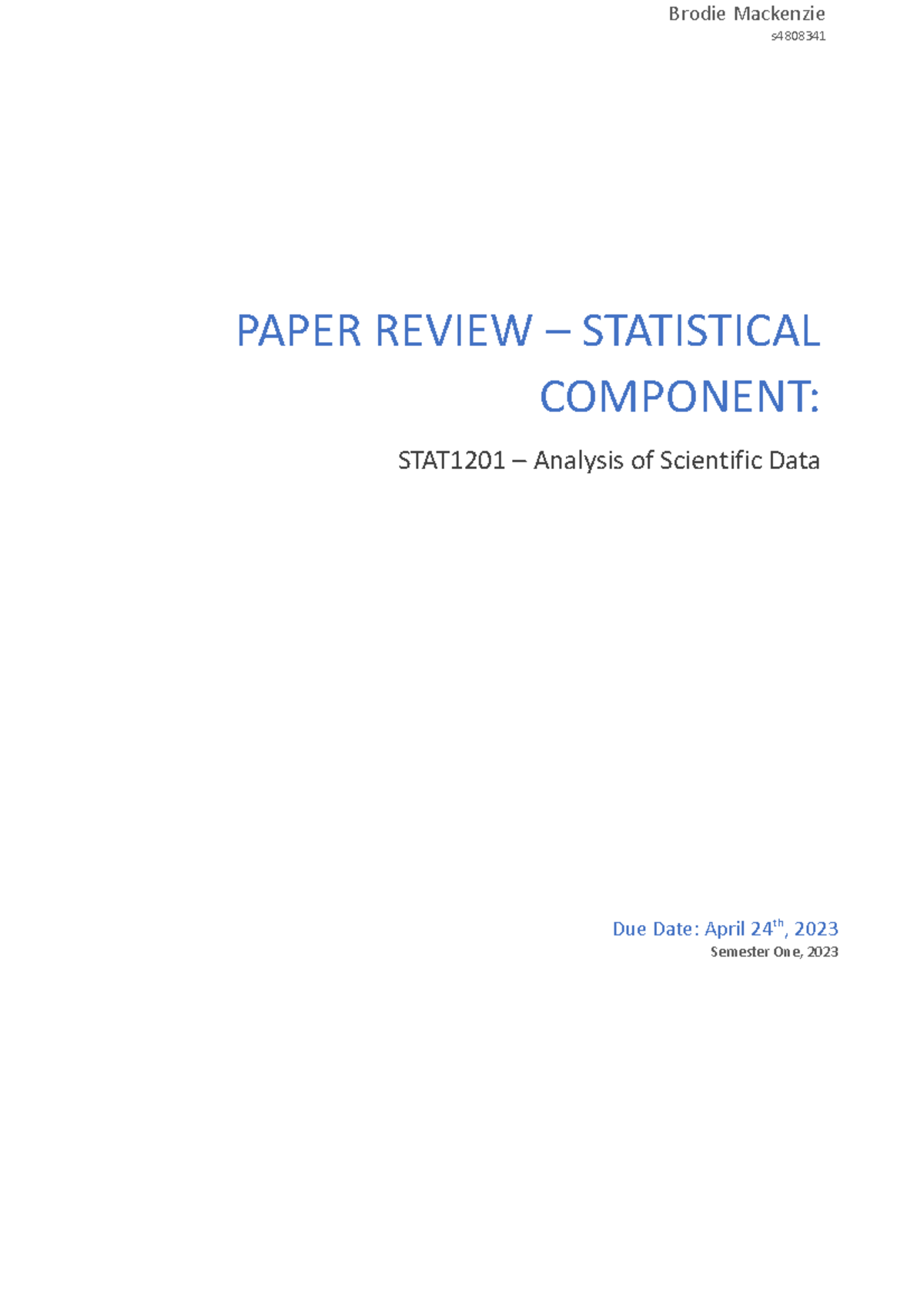 Paper Review Statistical Component - PAPER REVIEW – STATISTICAL ...