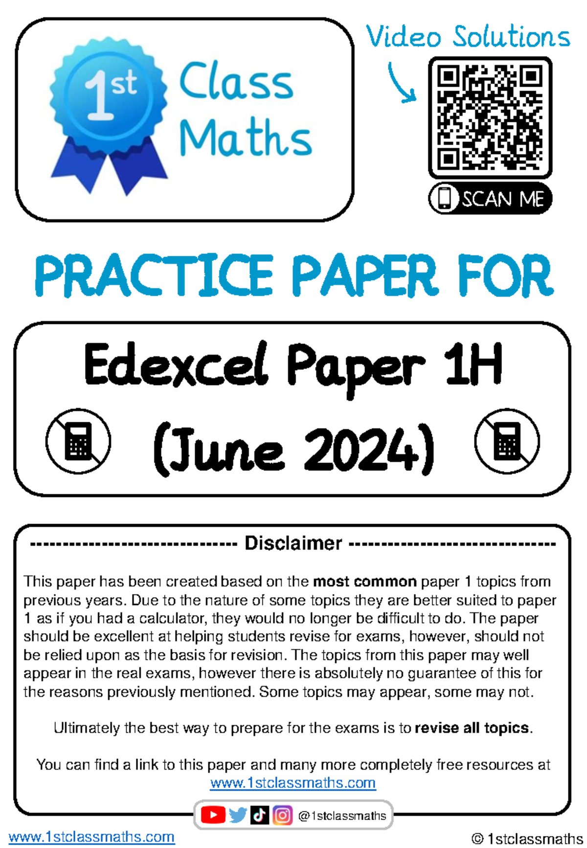 Paper 1 - Oeoie - (June 2024) Edexcel Paper 1H - Disclaimer - This ...