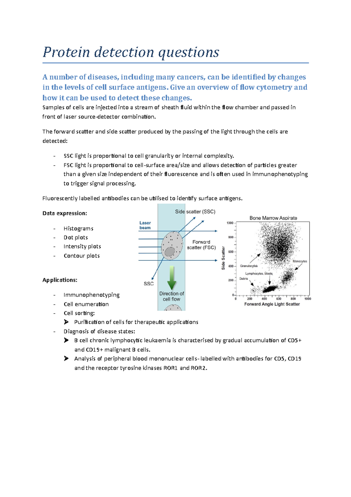 Protein Analysis - Lecture notes 1 - Protein detection questions A ...