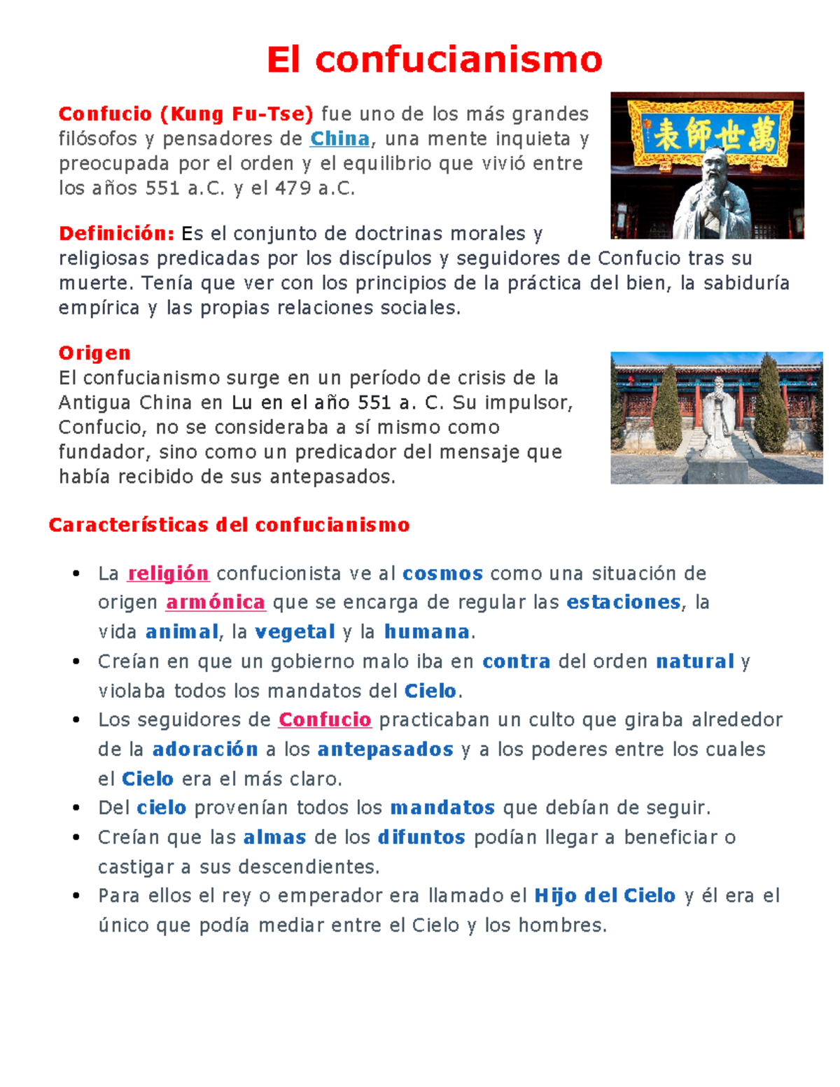 El confucianismo - español apuntes - El confucianismo Confucio (Kung Fu ...