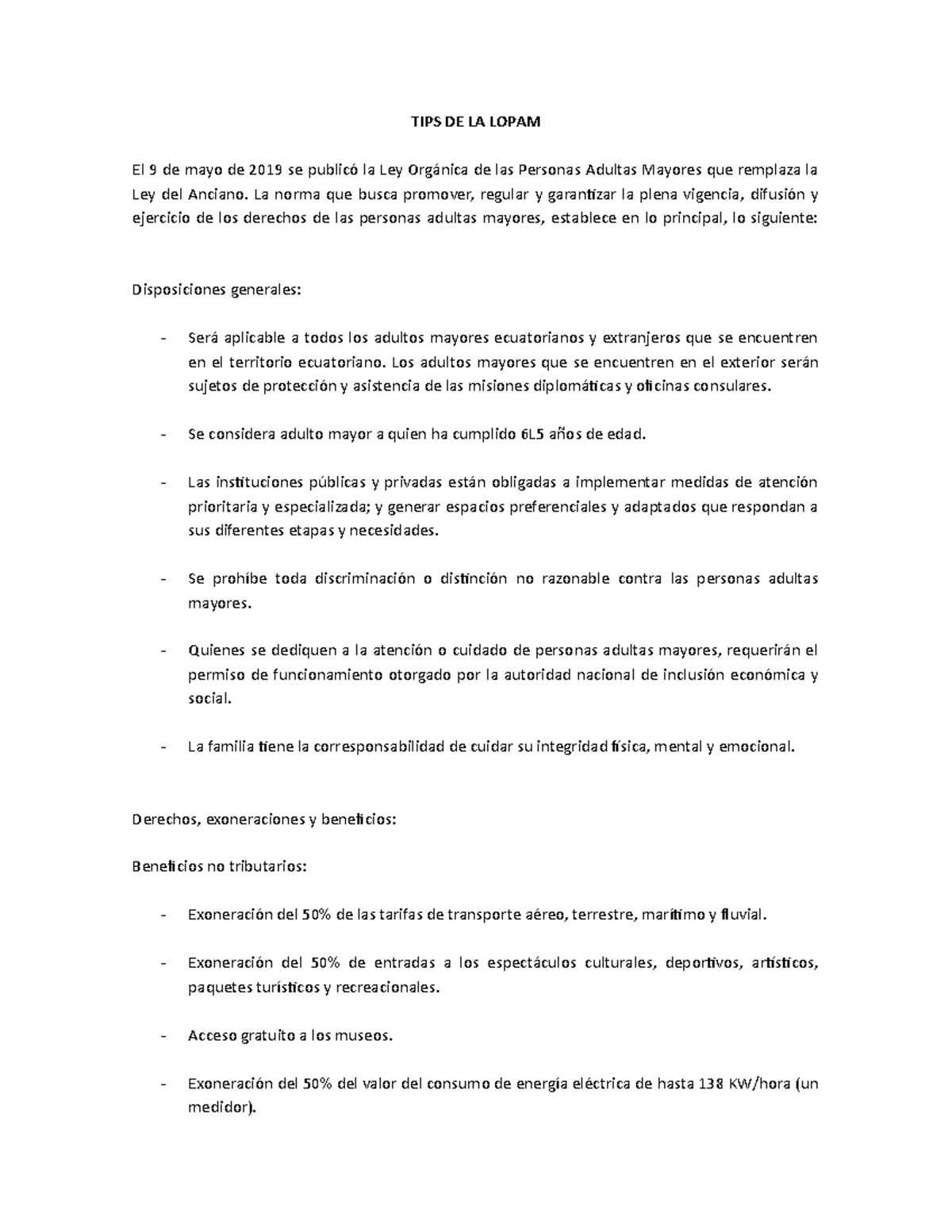 TIPS DE LA LEY ORGANICA PAM - TIPS DE LA LOPAM El 9 de mayo de 2019 se ...