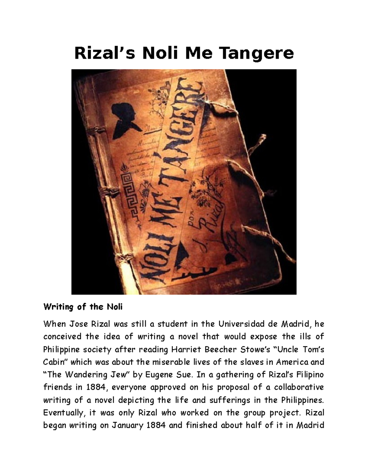 Noli Me Tangere Synopsis - Rizal’s Noli Me Tangere Writing of the Noli ...