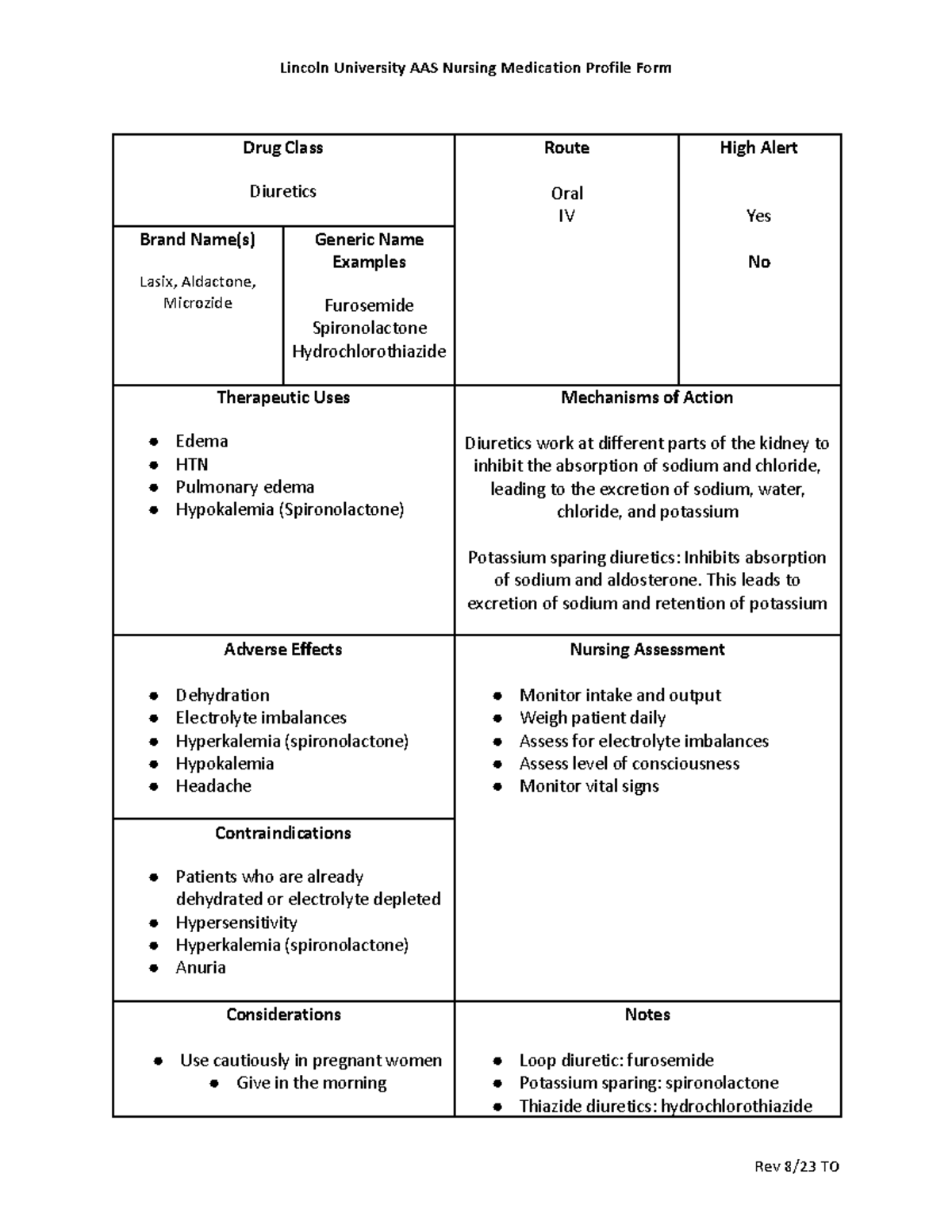 Nclex 3 - meds - Lincoln University AAS Nursing Medication Profile Form ...