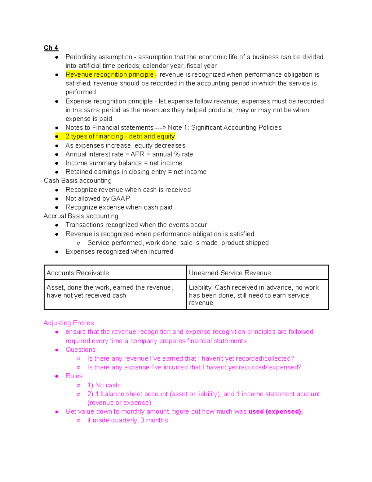 Acct ch 4 - These are notes for financial accounting chapter 1 taken ...