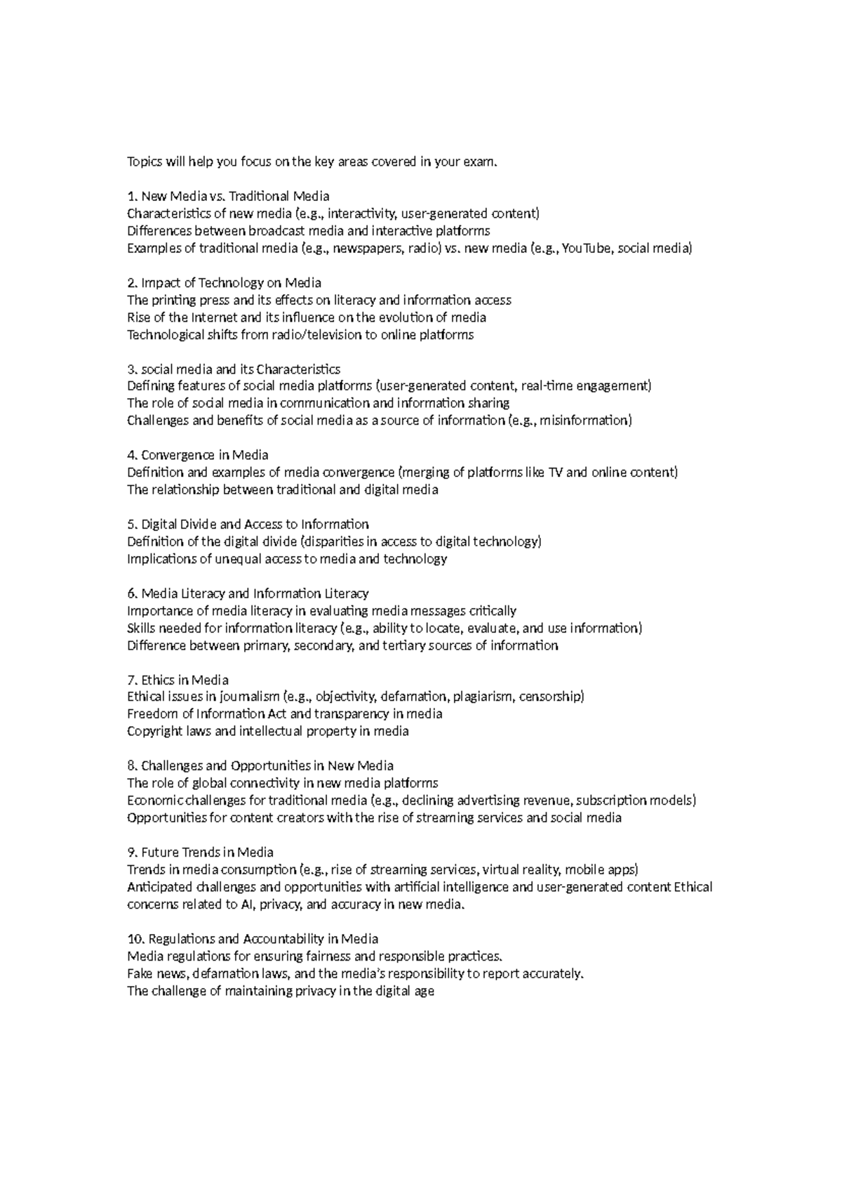 Topics exam-MEIL 1 - reviewer - Topics will help you focus on the key ...