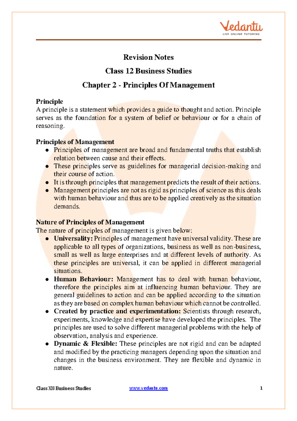 Principles of Management Class 12 Notes CBSE Business Studies Chapter 2 ...