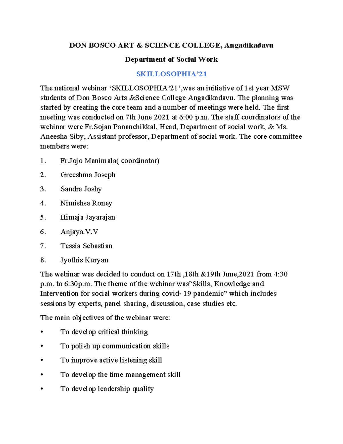 Document - DON BOSCO ART & SCIENCE COLLEGE, Angadikadavu Department of ...