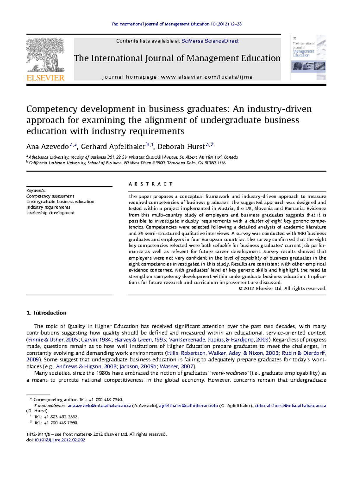 Competency development in business gradu - Albert, AB T8N 1B4, Canada b ...