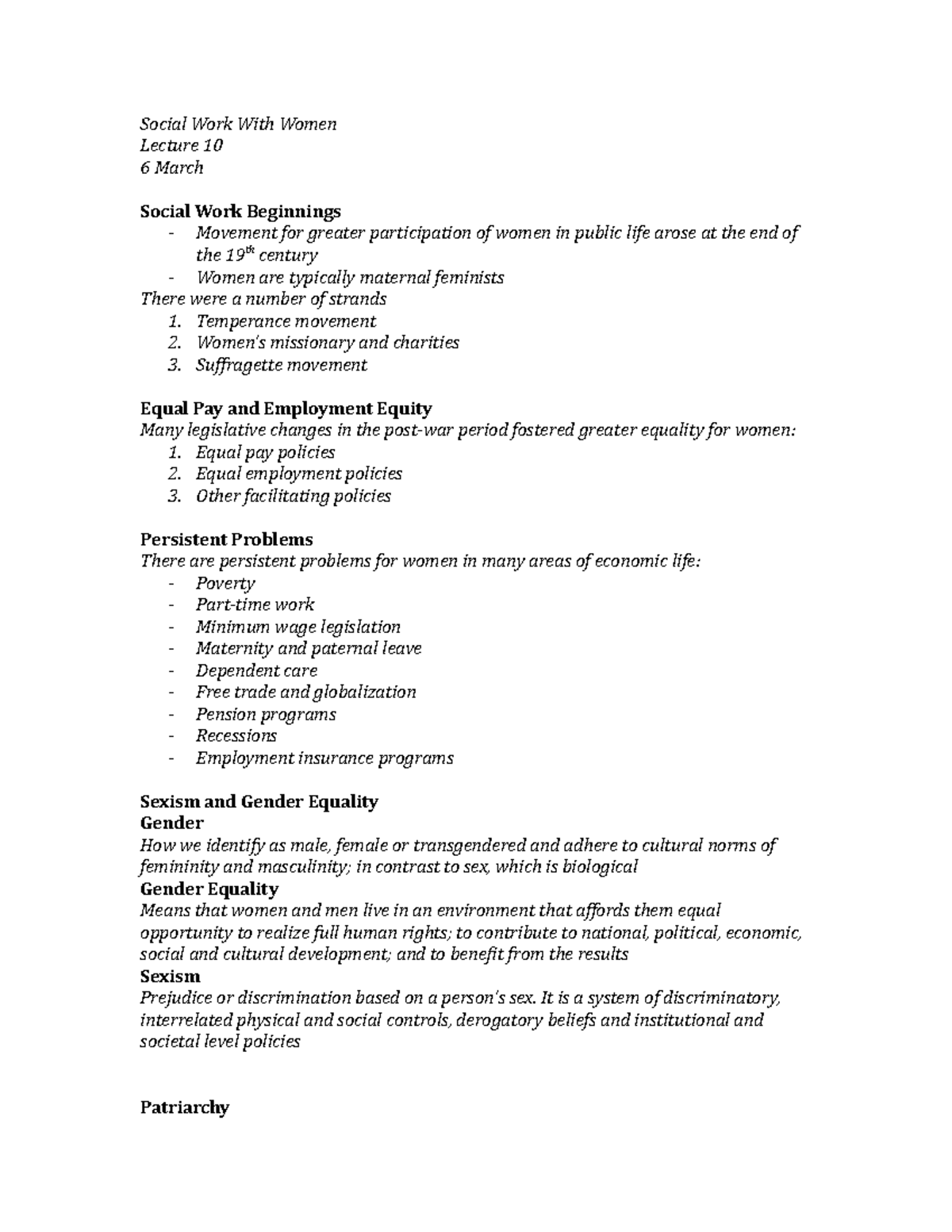 Social Work Lecture 10 - Prof. Susan Hillock - Social Work With Women ...