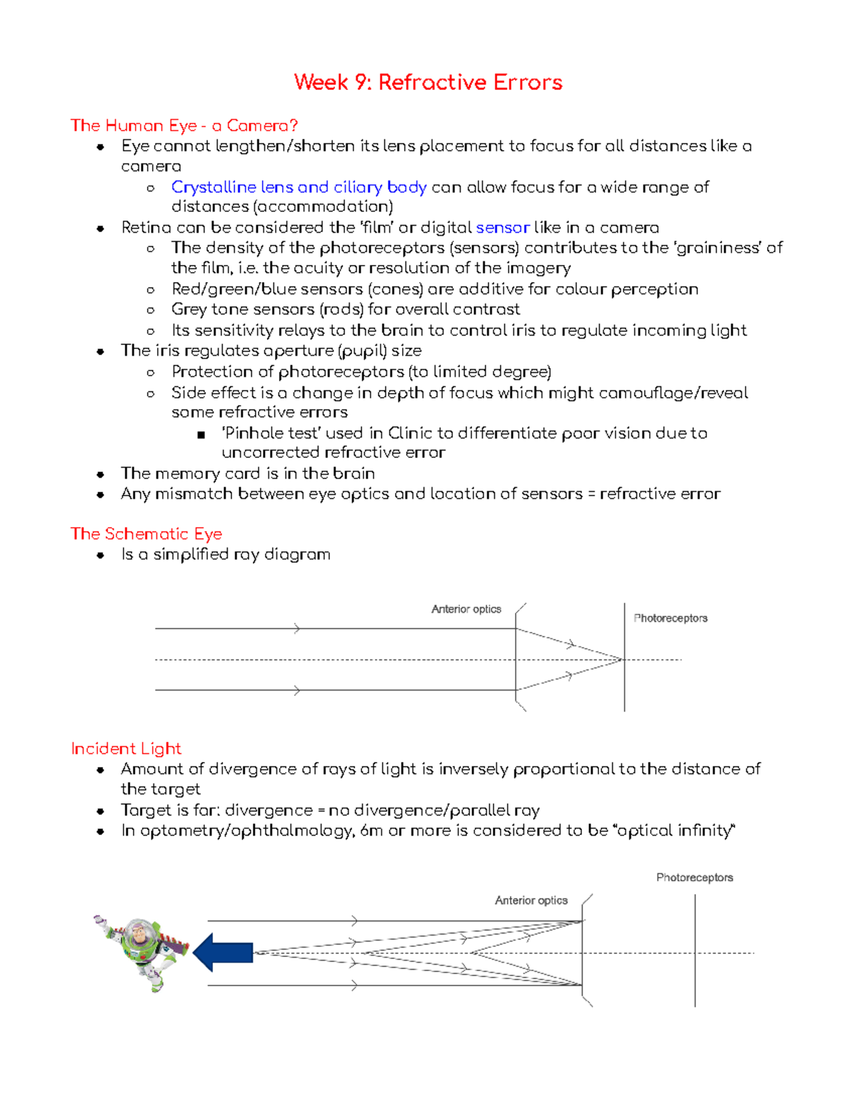 Refractive Errors - Week 9: Refractive Errors The Human Eye - a Camera ...