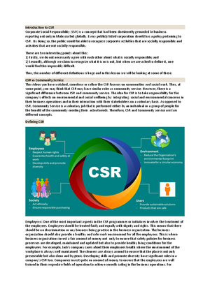 CSR L3 - Combined notes - 3 Lesson 3 By the end of the lessons, you ...