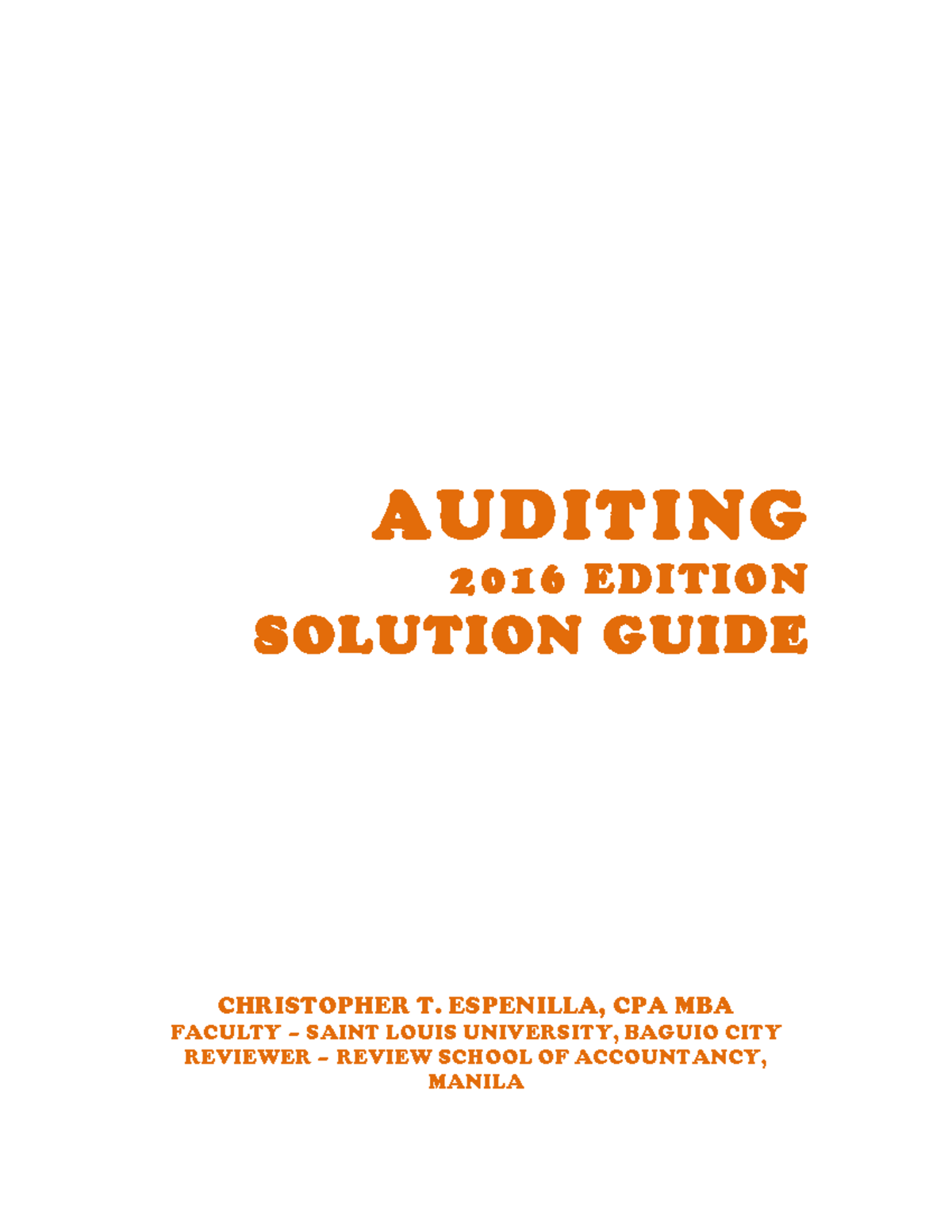 AUDiting problems 2016 Ed Espenilla Solution Guide - ! ! AUDITING 2016 ...