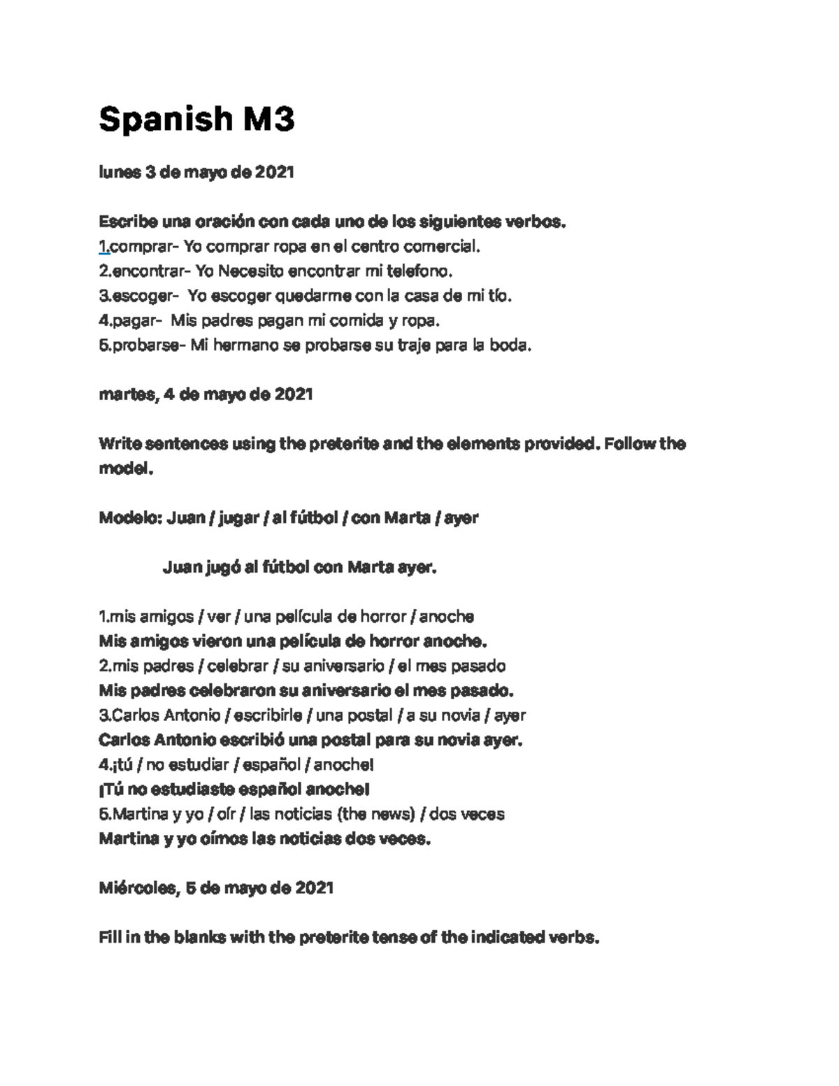 Spanish M3 - M3 Notes - S p a n i s h M 3 lunes 3 de mayo de 2021 ...