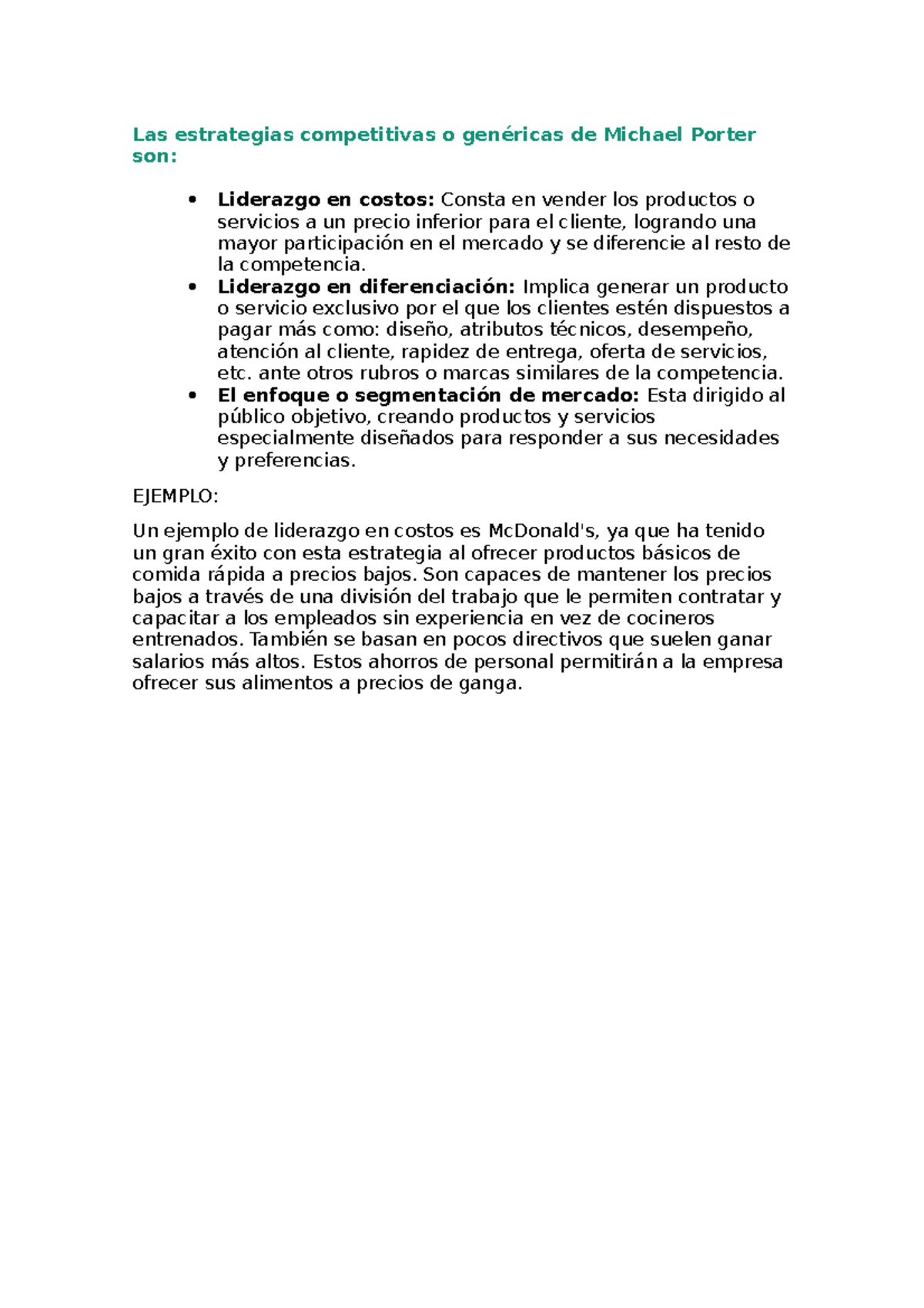 Las estrategias competitivas o genéricas de Michael Porter son - Fundamentos de la contabilidad ...