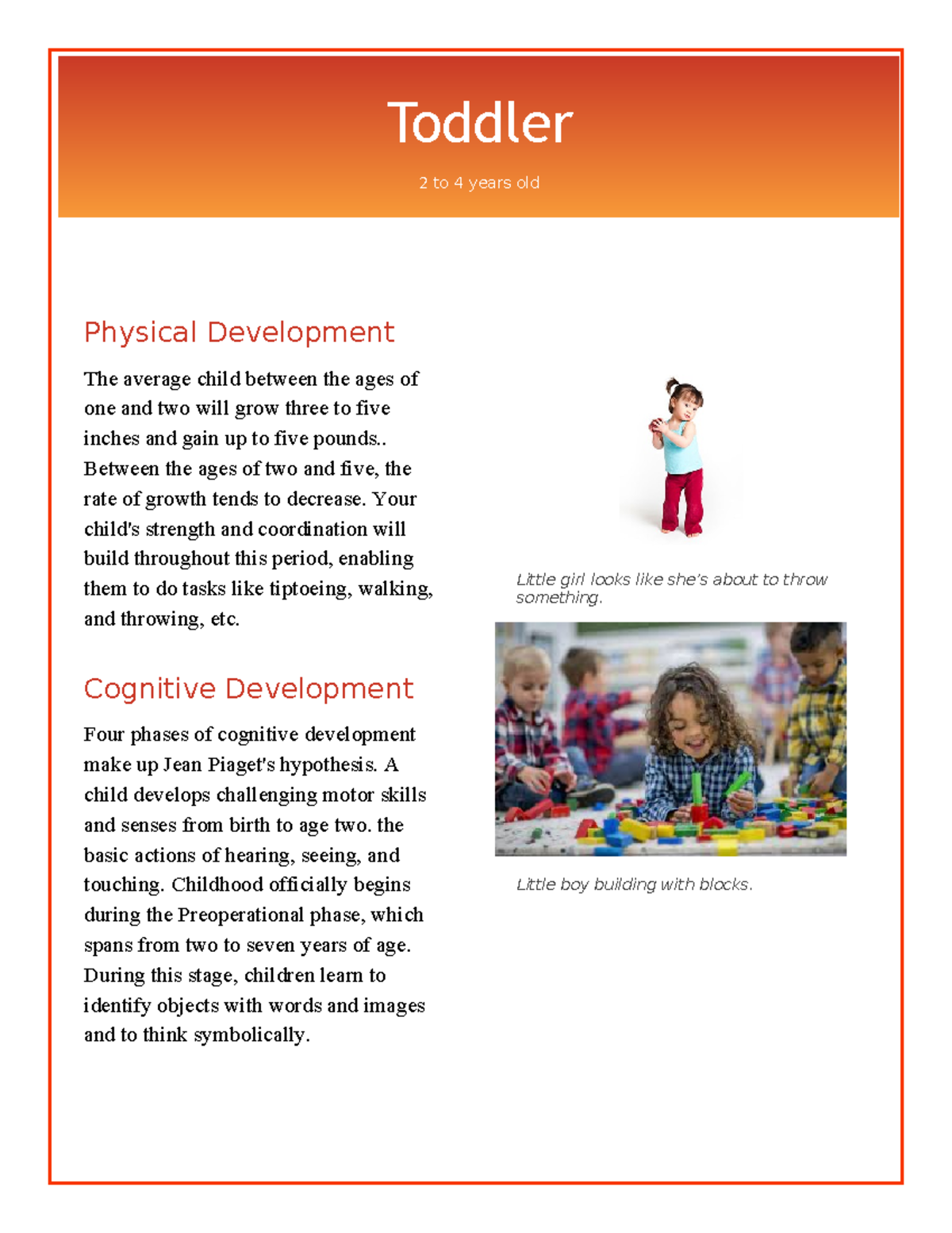 Development Newsletter - Physical Development The average child between ...