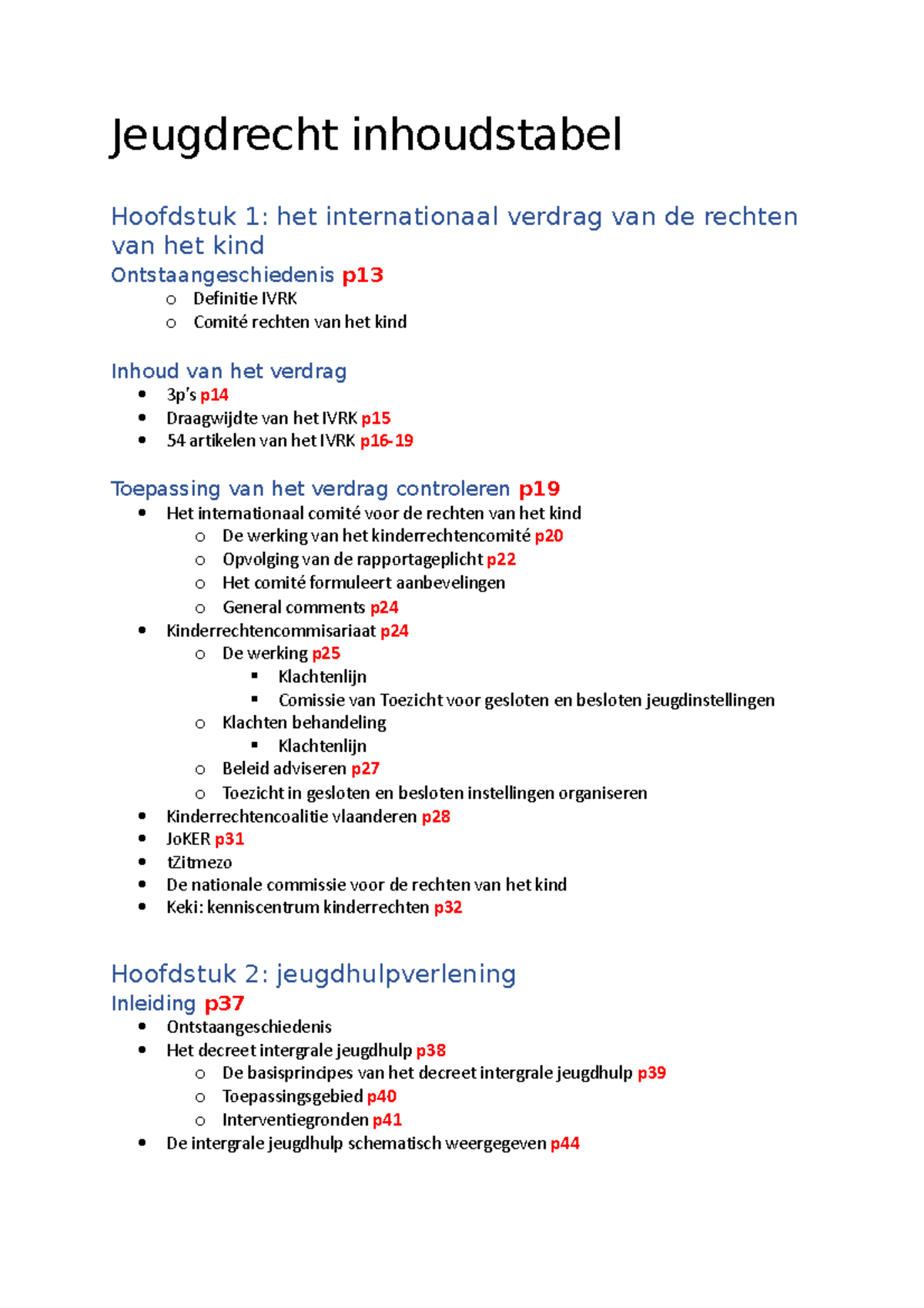 Jeugdrecht inhoudstabel - Jeugdrecht inhoudstabel Hoofdstuk 1: het ...