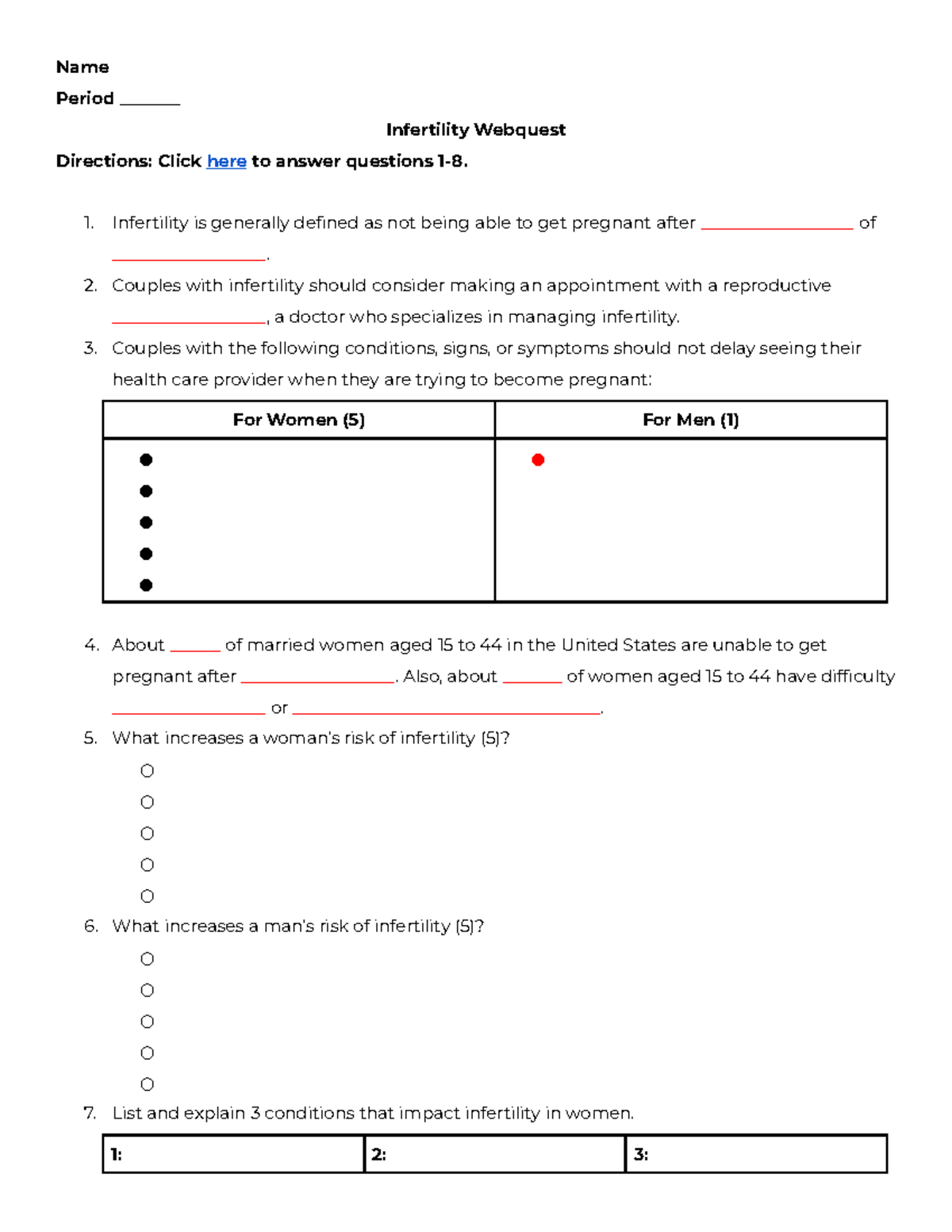 Infertility Webquest - Name Period _______ Infertility Webquest ...