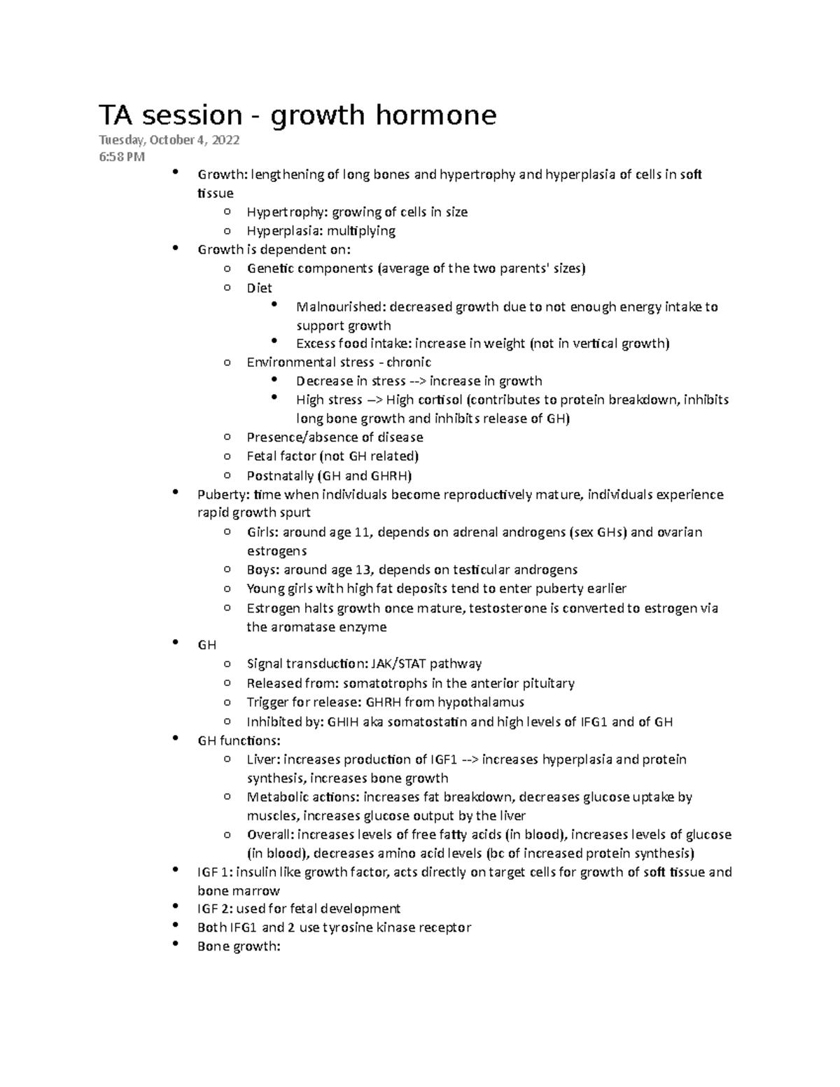 TA session GH - TA session - growth hormone Tuesday, October 4, 2022 6: ...
