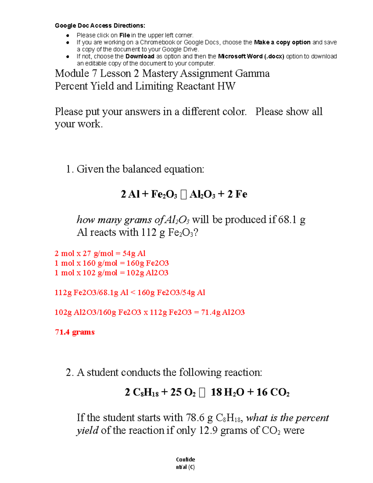 Module Seven Lesson Two Assignment Gamma - Google Doc Access Directions: Please click on File in ...