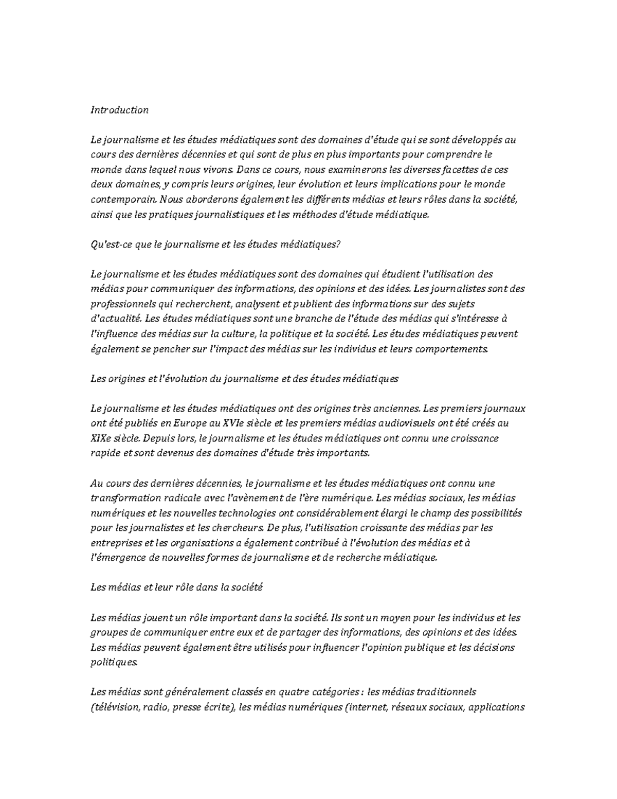 Journalism and Media Studies Study Notes - Introduction Le journalisme ...