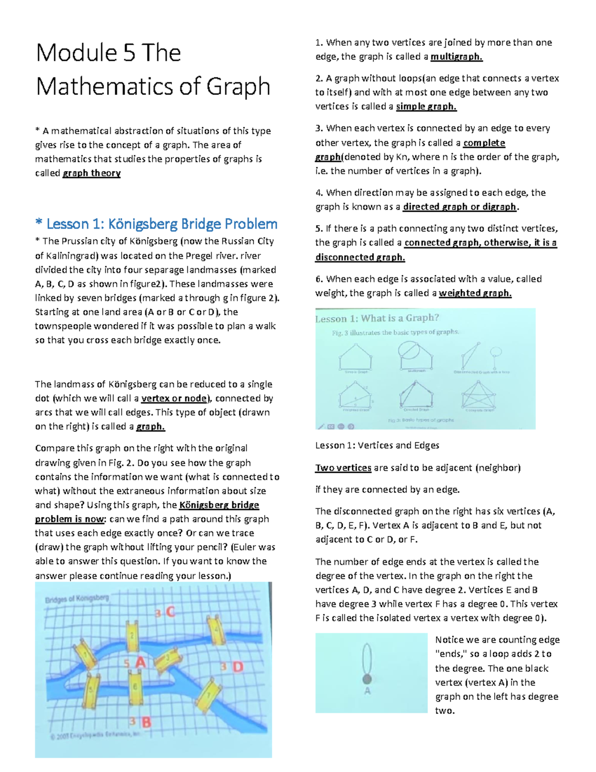 Module 5 The Mathematics of Graph - The area of mathematics that ...