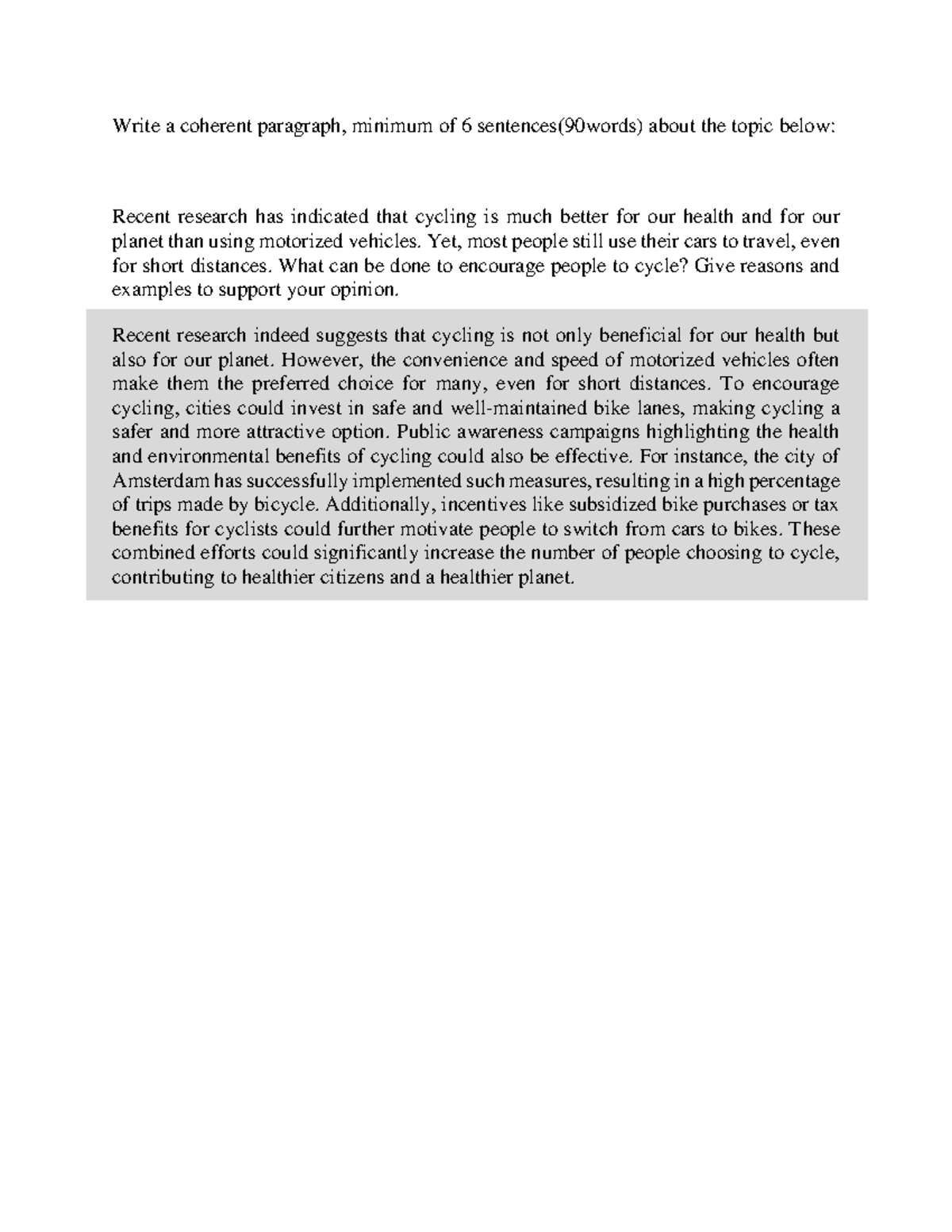 Writing Emily RUIZ - Write a coherent paragraph, minimum of 6 sentences ...