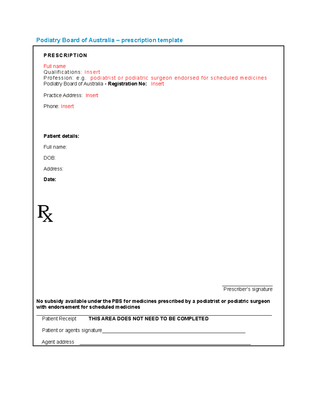 Podiatry-Board-Prescription Pad Template - Podiatry Board of Australia ...