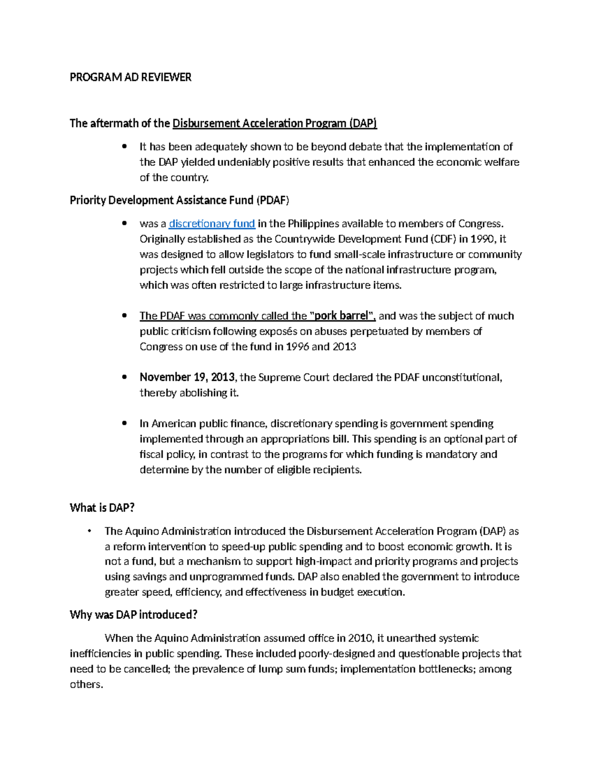 Program-AD- Reviewer - Review - PROGRAM AD REVIEWER The aftermath of the Disbursement ...