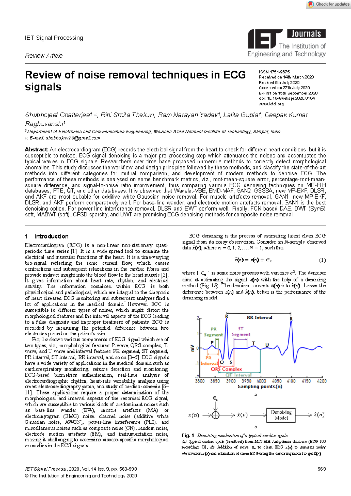 IET Signal Processing - 2020 - Chatterjee - Review of noise removal ...