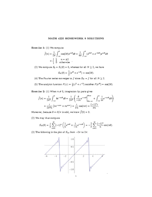 MA4220 Homework 1 Solutions - MATH 4220 HOMEWORK 1 SOLUTIONS Exercise 1 For any θ ∈ R, we have ...