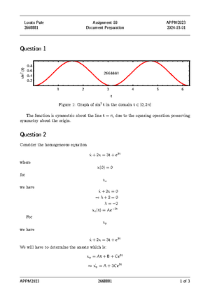 Assignment-02 - Assignment 2 Mechanics - U N I V E R S I T Y O F T H E ...