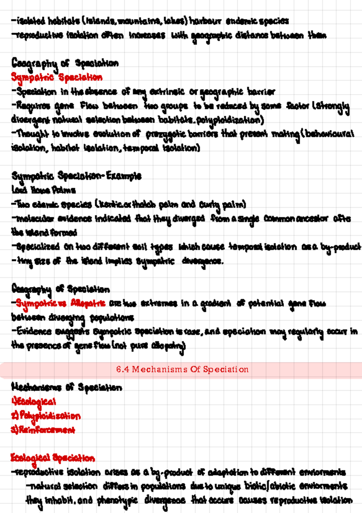 Topic 6 Lecture Notes - 6 Mechanisms Of Speciation isolated habitats ...