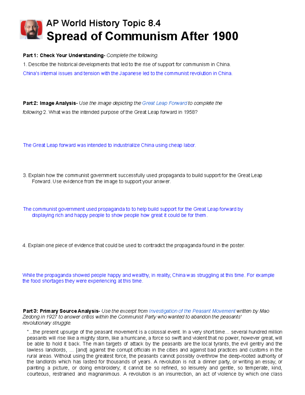 8.4 - Spread of Communism - AP World History Topic 8. Spread of ...