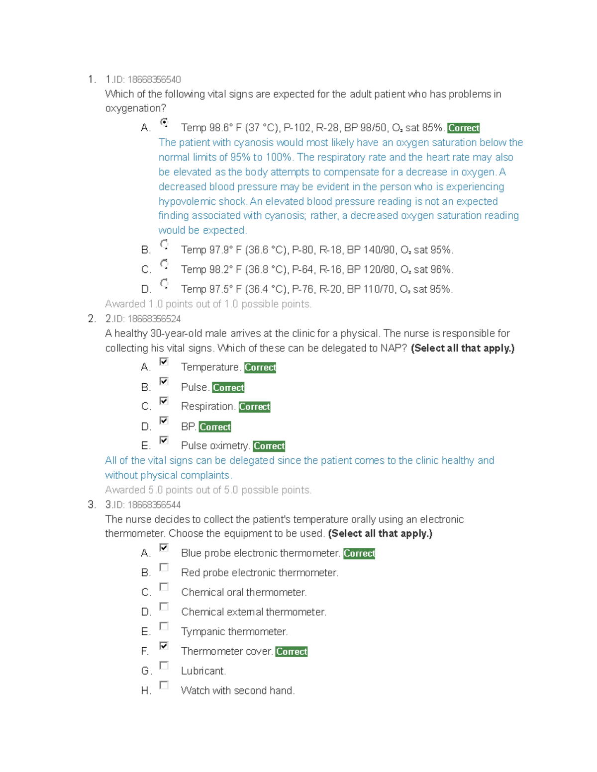 Vital signs Module exam - 1. 1: 18668356540 Which of the following ...