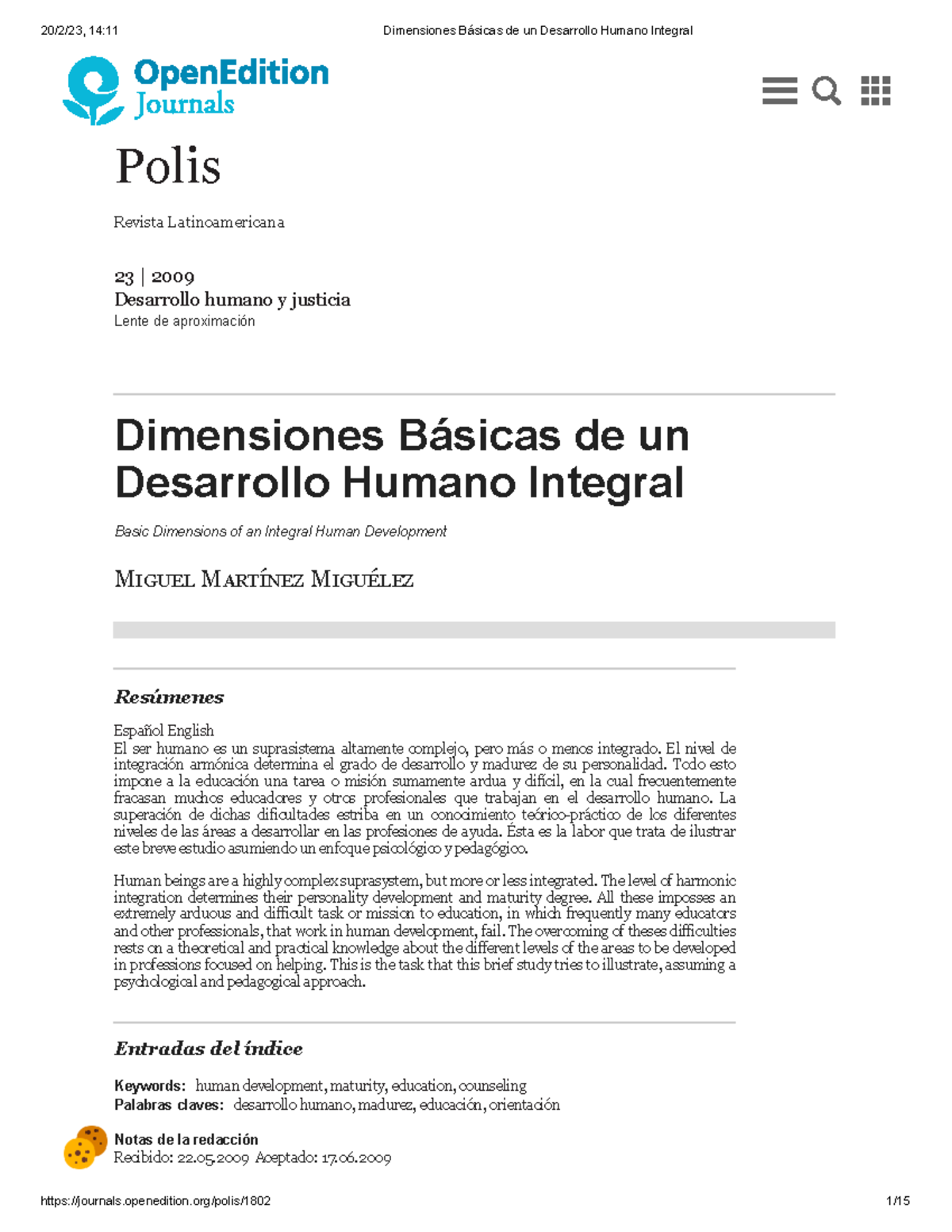 Dimensiones Básicas de un Desarrollo Humano Integral - Polis Revista ...