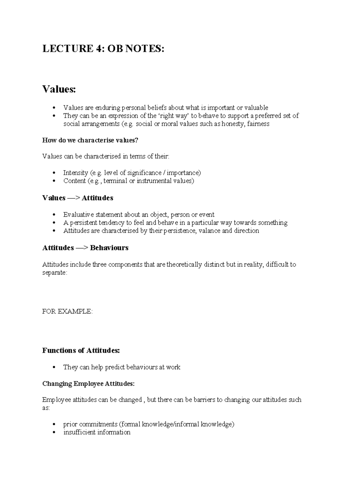 Lecture 4 - Organisational Behaviour Notes - LECTURE 4: OB NOTES ...