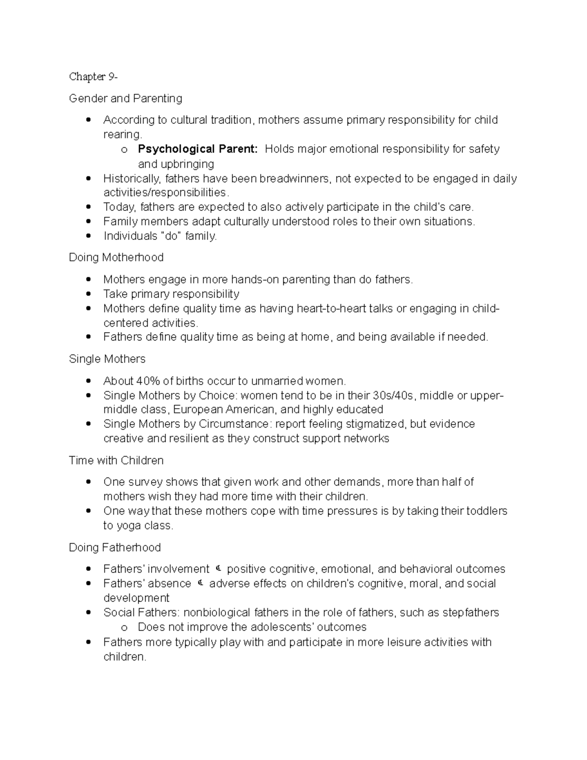 Gender and Parenting - Chapter 9- Gender and Parenting According to ...