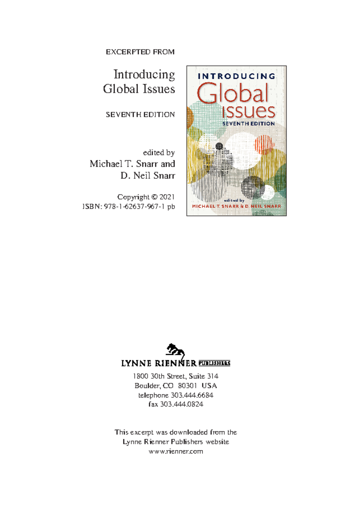 Introduction to Global Issues - 1800 30th Street, Suite 314 Boulder, CO ...