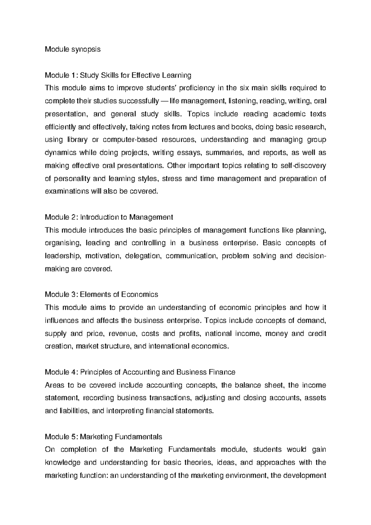 MFS-module-synopsis-updated-16-7-19 - Module synopsis Module 1: Study ...