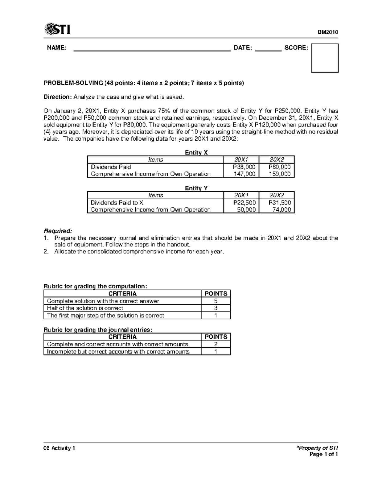 06 Activity 1 - Educational notes - BM 2010 06 Activity 1 *Property of ...