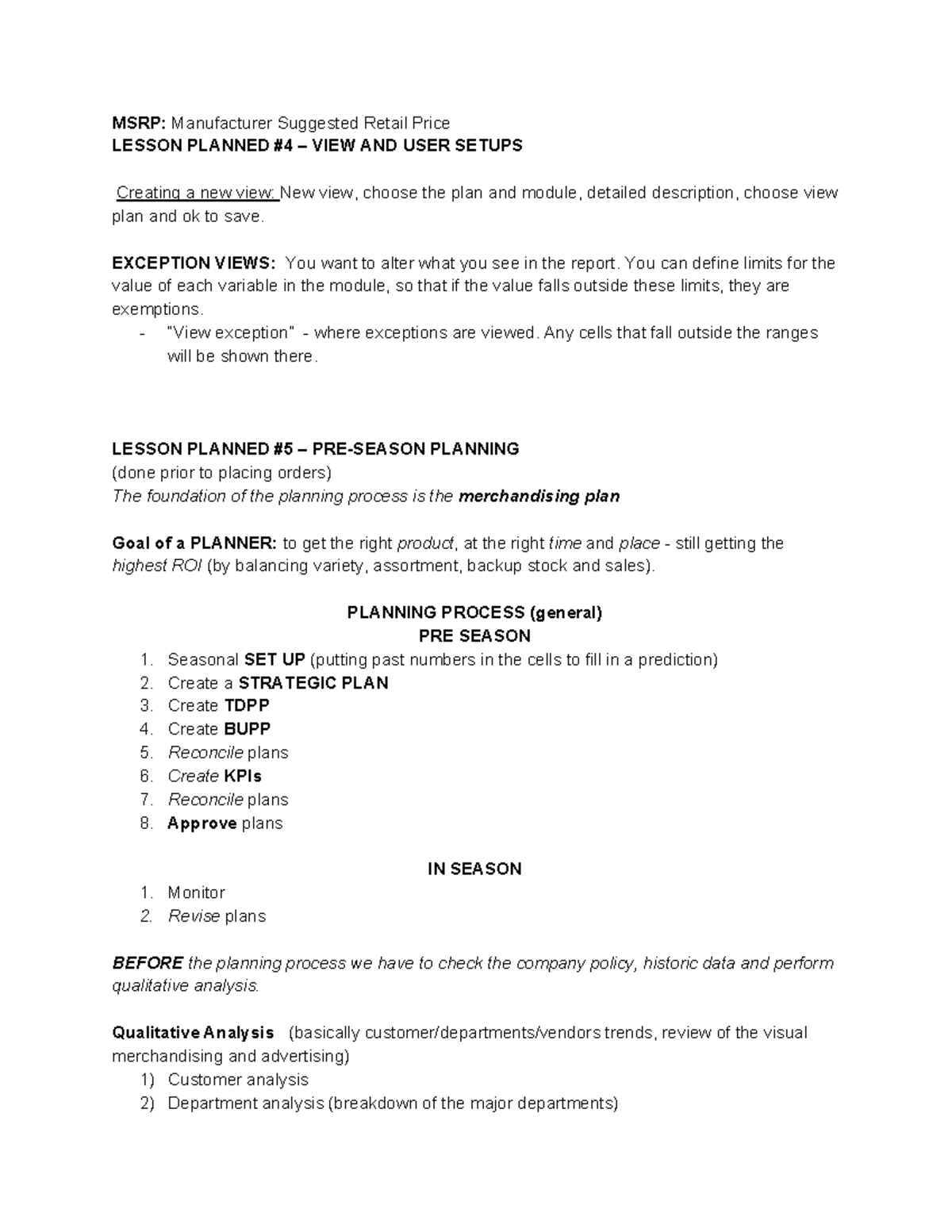 FM325 Final Notes - MSRP: Manufacturer Suggested Retail Price LESSON ...