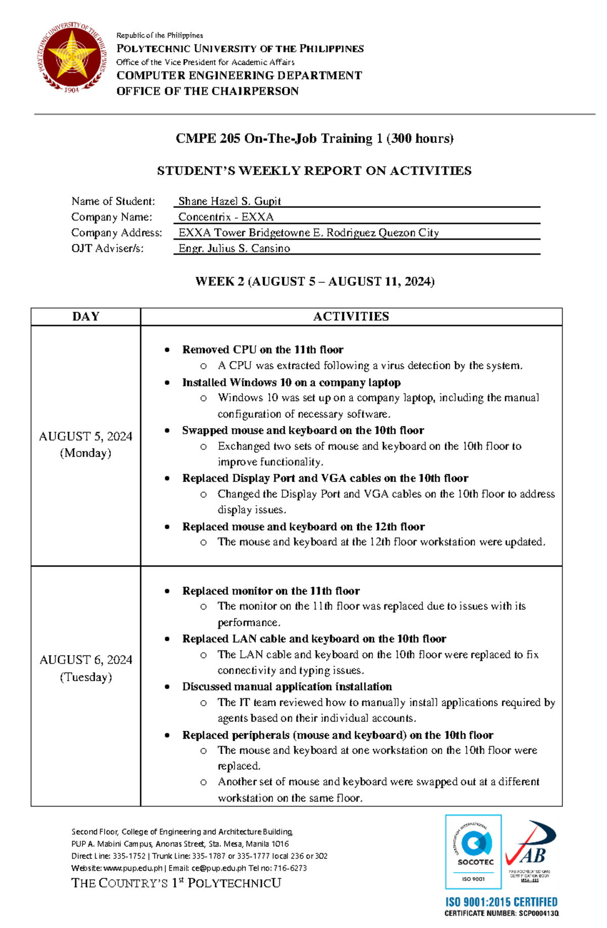 Week 2 - Gupit - hshd - Republic of the Philippines POLYTECHNIC ...
