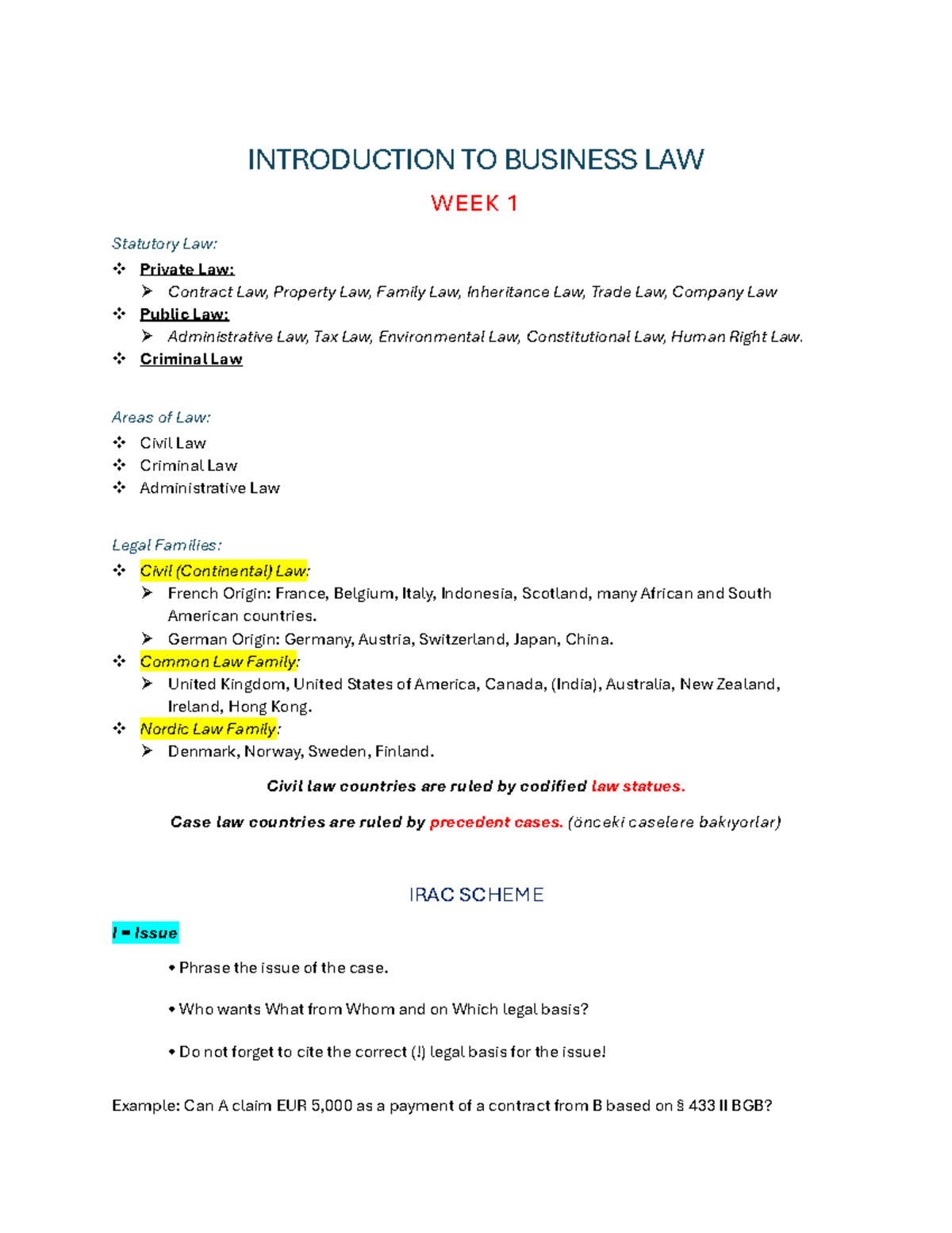 Introduction To Business LAW - INTRODUCTION TO BUSINESS LAW WEEK 1 ...